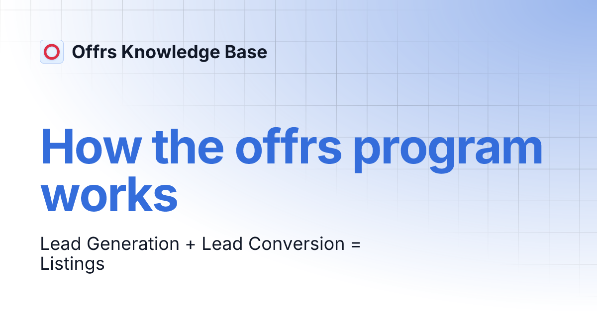 How the offrs program works | Offrs Knowledge Base